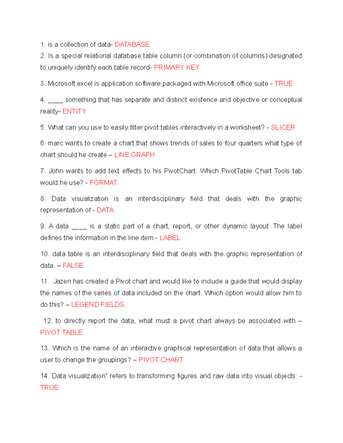 QUIZ-1- Analytics - hope this would help you on your quizzes - is a ...