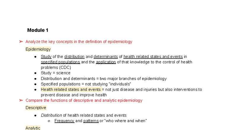 Epidemiology & Statistics: Key Concepts and Applications (Module 1-7) - Studocu