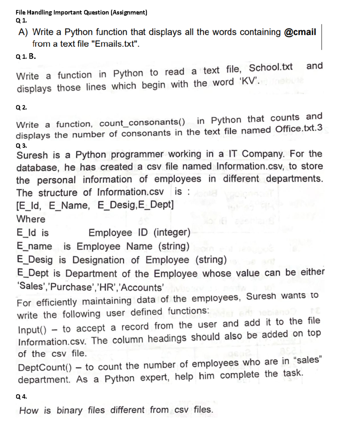 File Handlingh Assignment - Computer science class 12 - File Handling ...