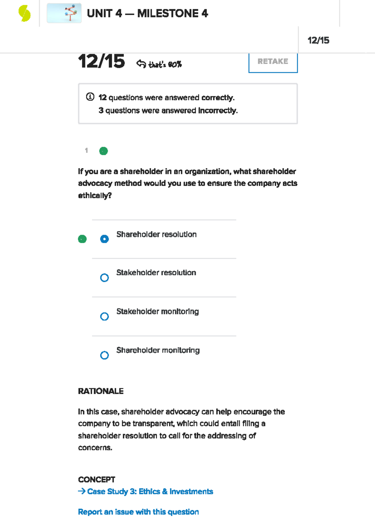 Sophia Business Ethics Unit 4 Milestone 4 Overview and Insights - Studocu