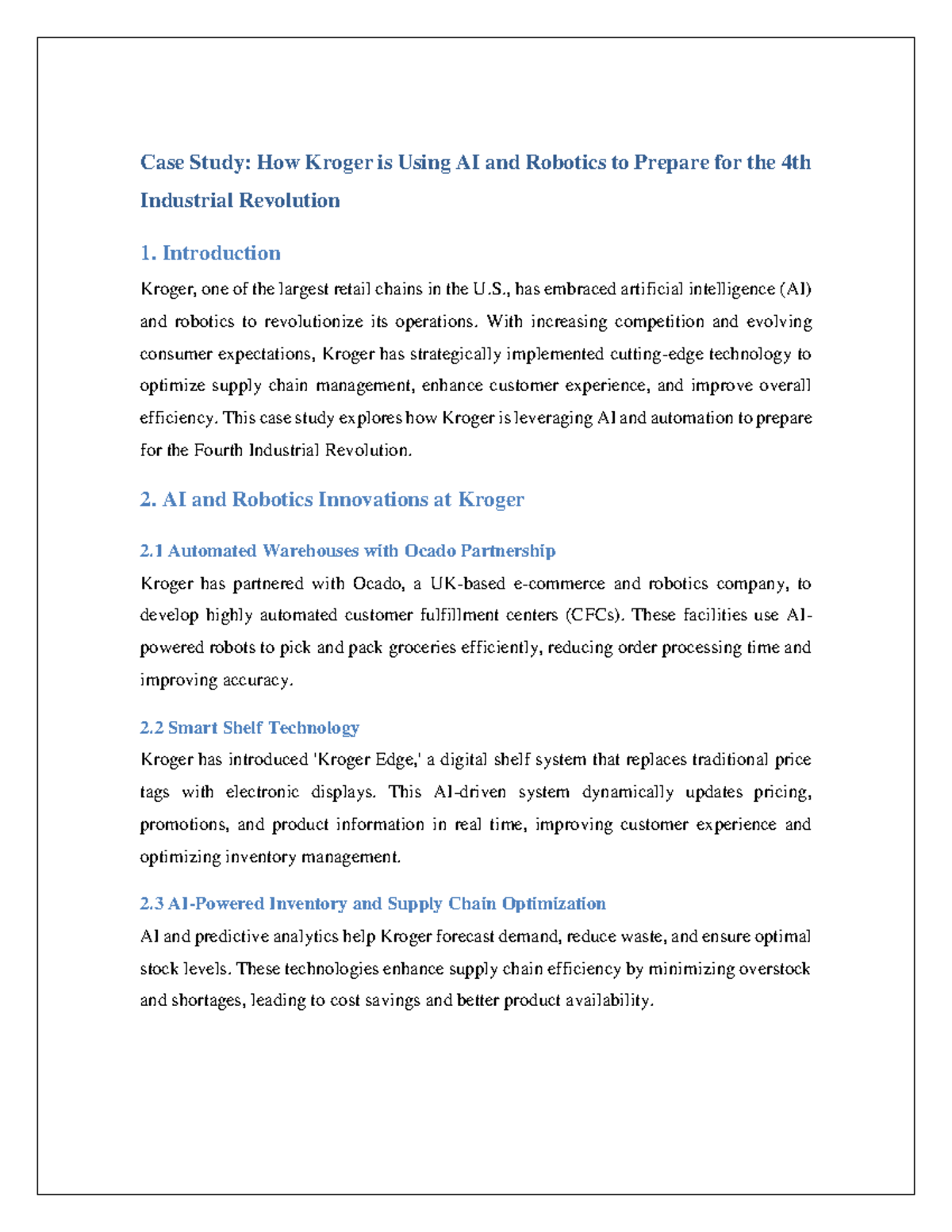 Kroger AI Case Study: Innovations for the 4th Industrial Revolution ...