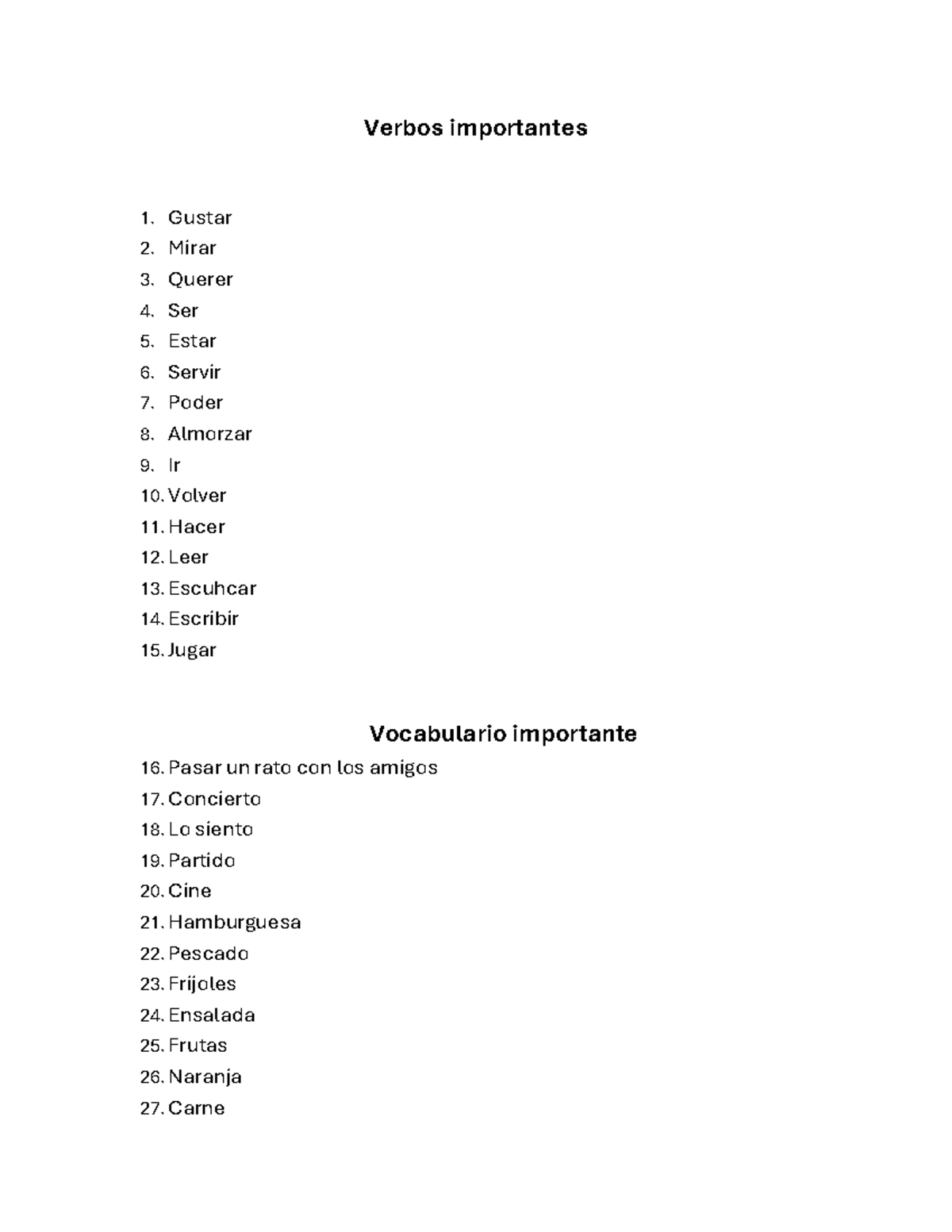 Importantes Verbos y Vocabulario en Español para Principiantes - Studocu