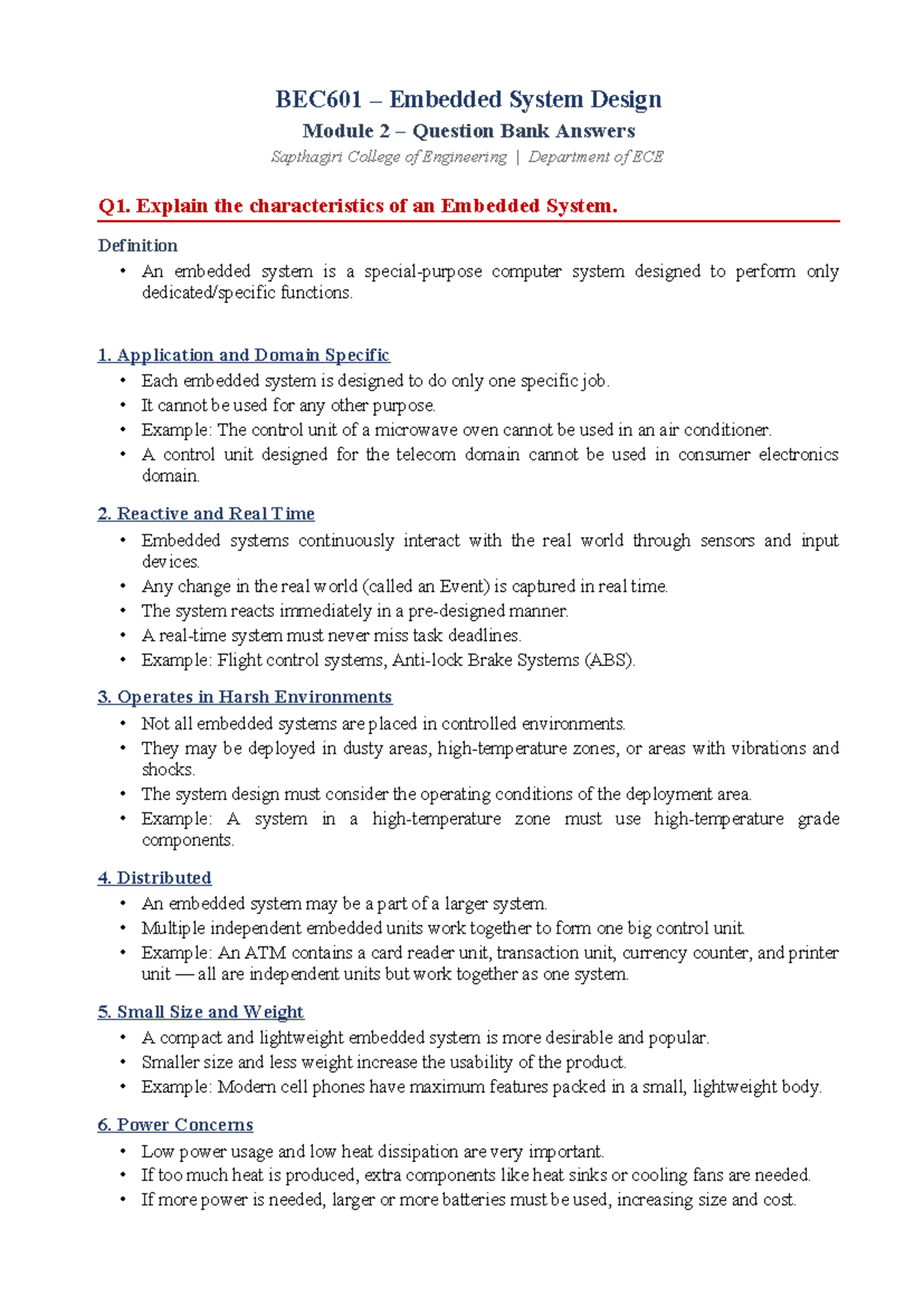 BEC601 Embedded System Design Module 2 Pointwise Notes - Studocu