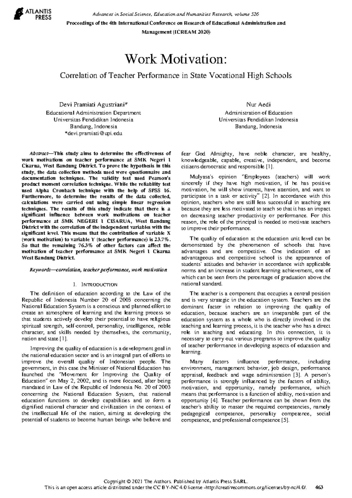Work Motivation - None - Work Motivation: Correlation of Teacher ...