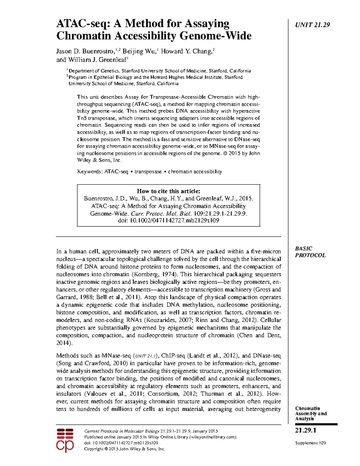 Atac-seq - Resumen Embriologia - ATAC-seq: A Method for Assaying UNIT ...