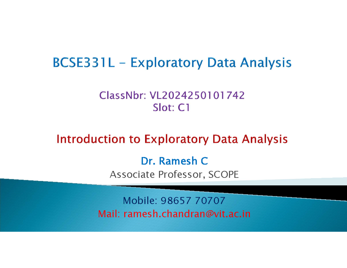 1 Module 1 Introduction To Exploratory Data Analysis Introduction To Exploratory Data Analysis