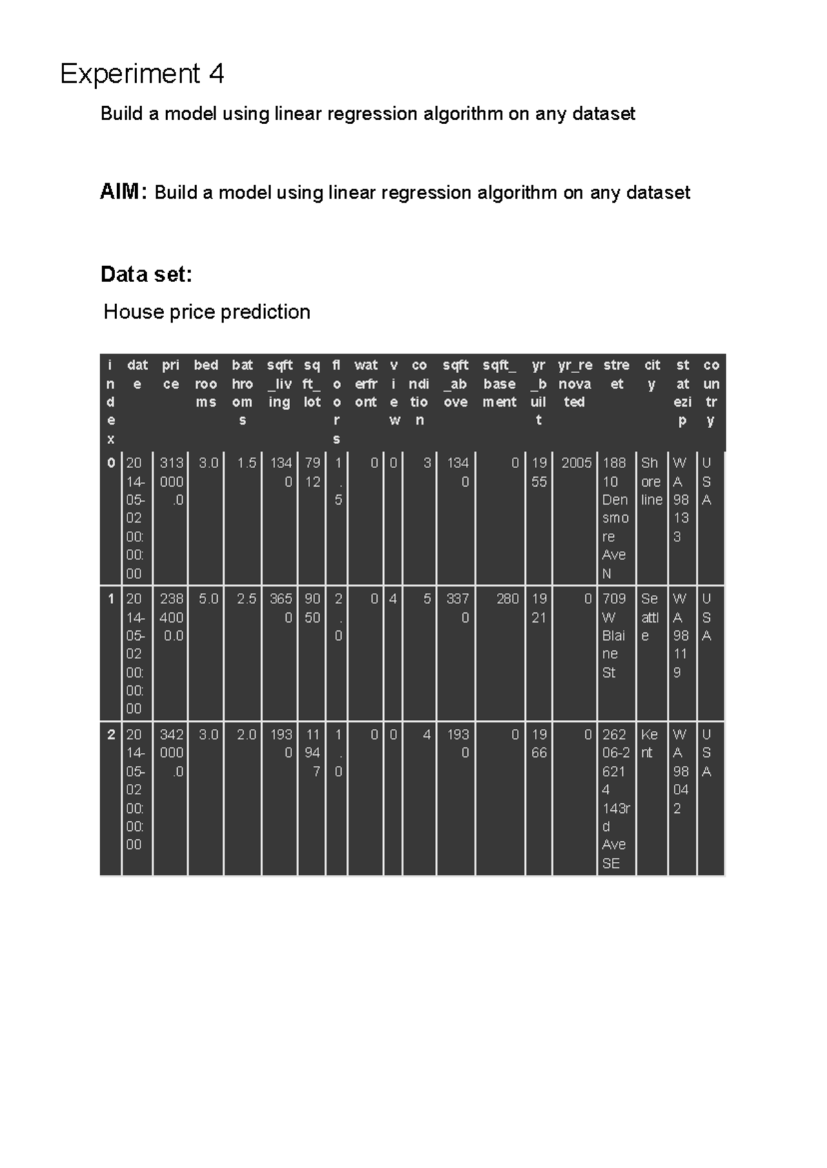DM LAB-4,5,6 - Linear Regression & Decision Tree Experiments - Studocu