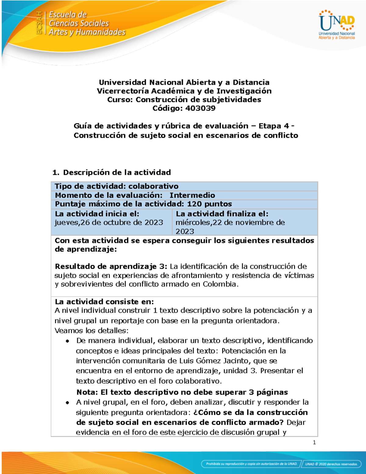 Guía de Actividades y Evaluación - Curso 403039 - Unidad 3, Etapa 4 ...