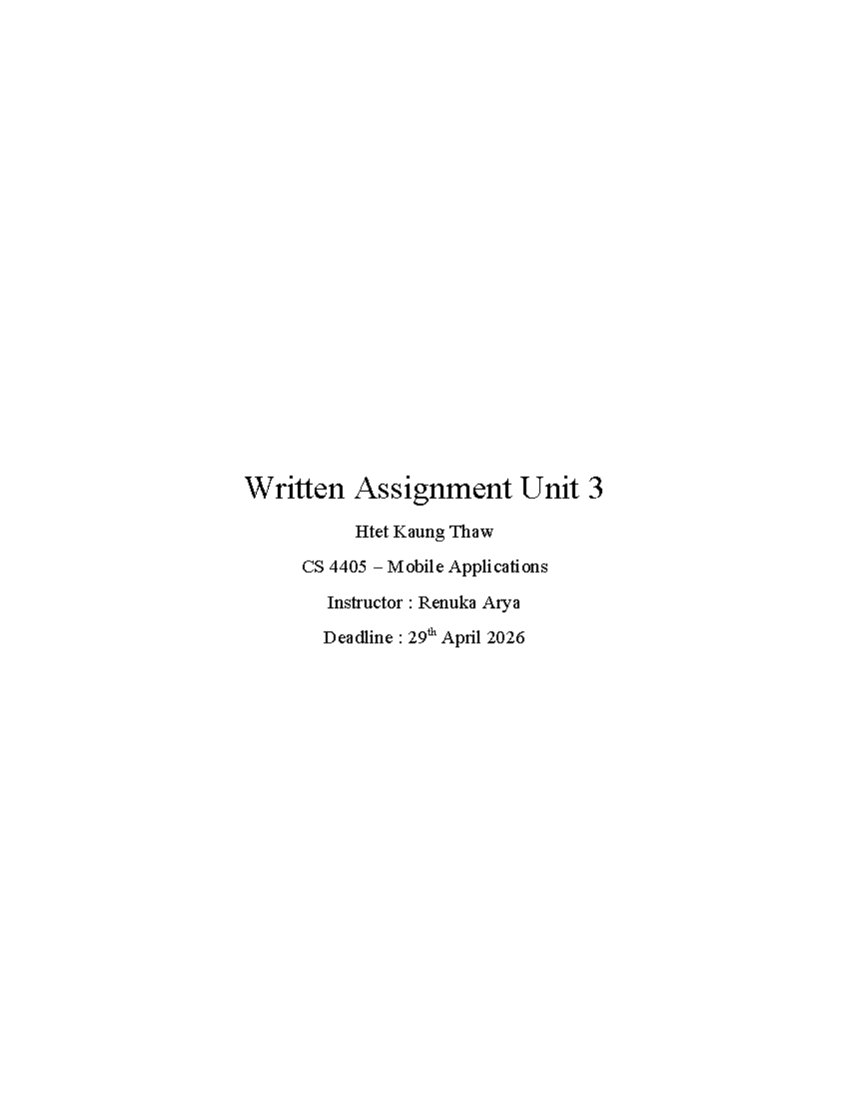 Unit 3 Written Assignment: BMI & Simple Calculator Apps (CS 4405) - Studocu