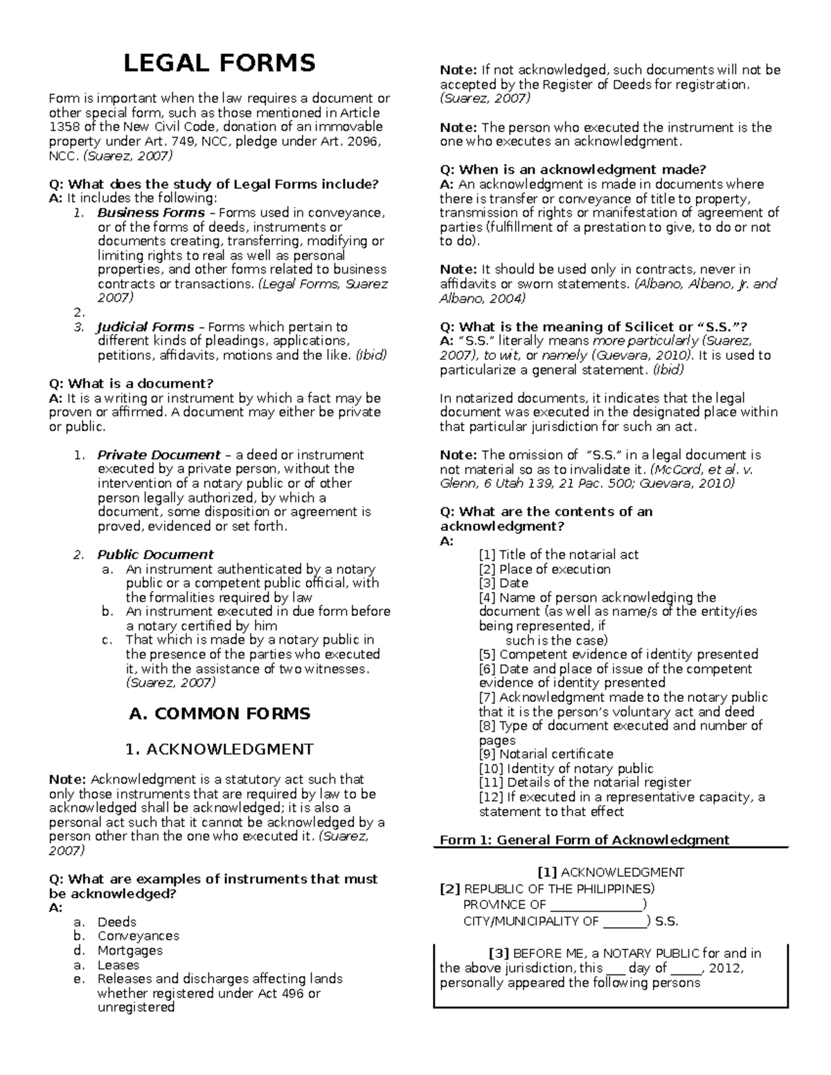 Legal Forms Overview - LAW 101 Study Guide - Studocu