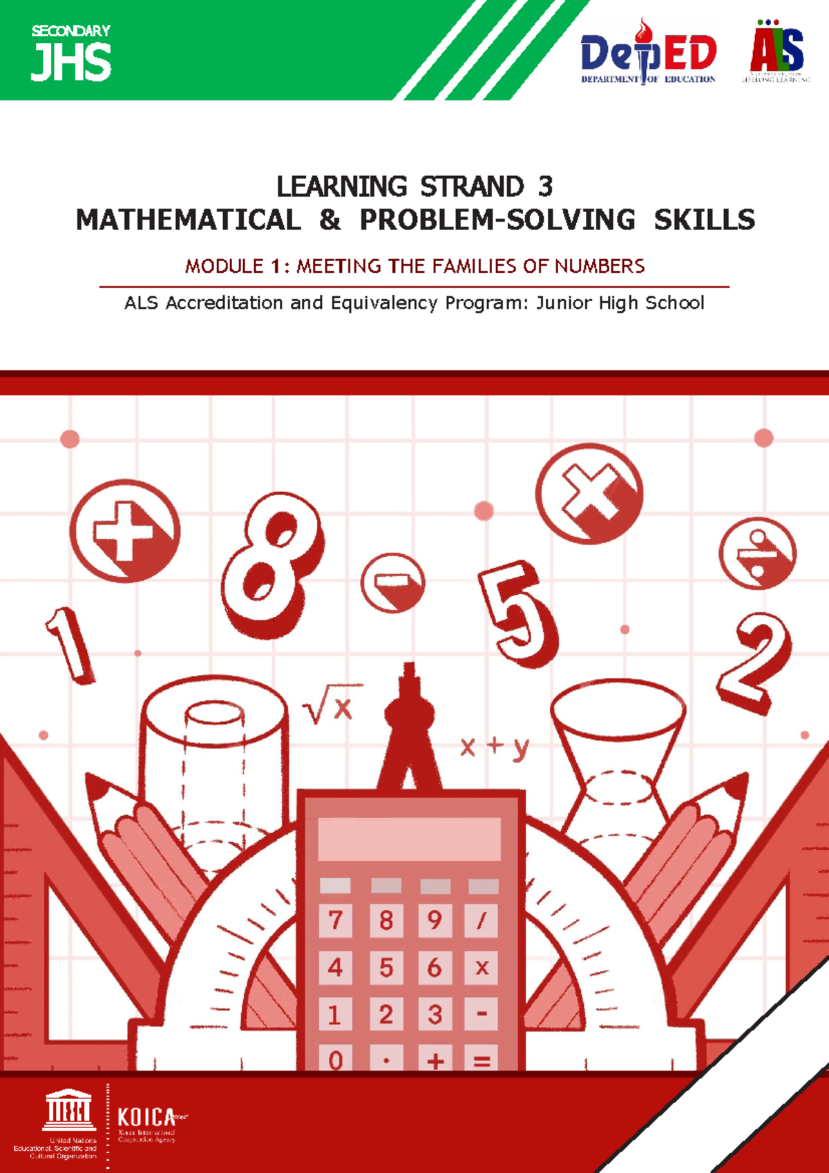 Unesco ALS LS3 MATH M01 - Module 1: Meeting the Families of Numbers - Studocu