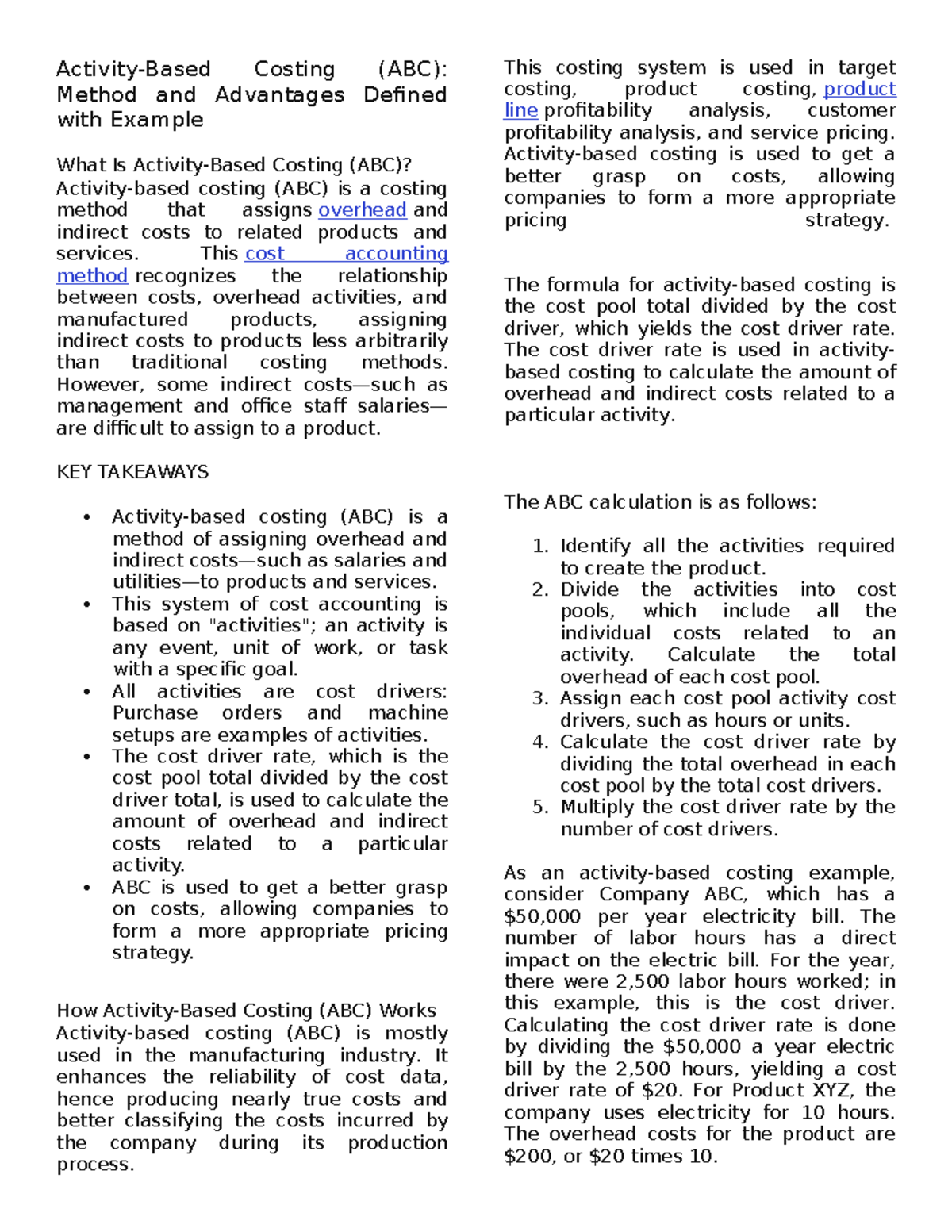 ABC Costing: Methodology, Benefits, and Practical Examples Explained ...