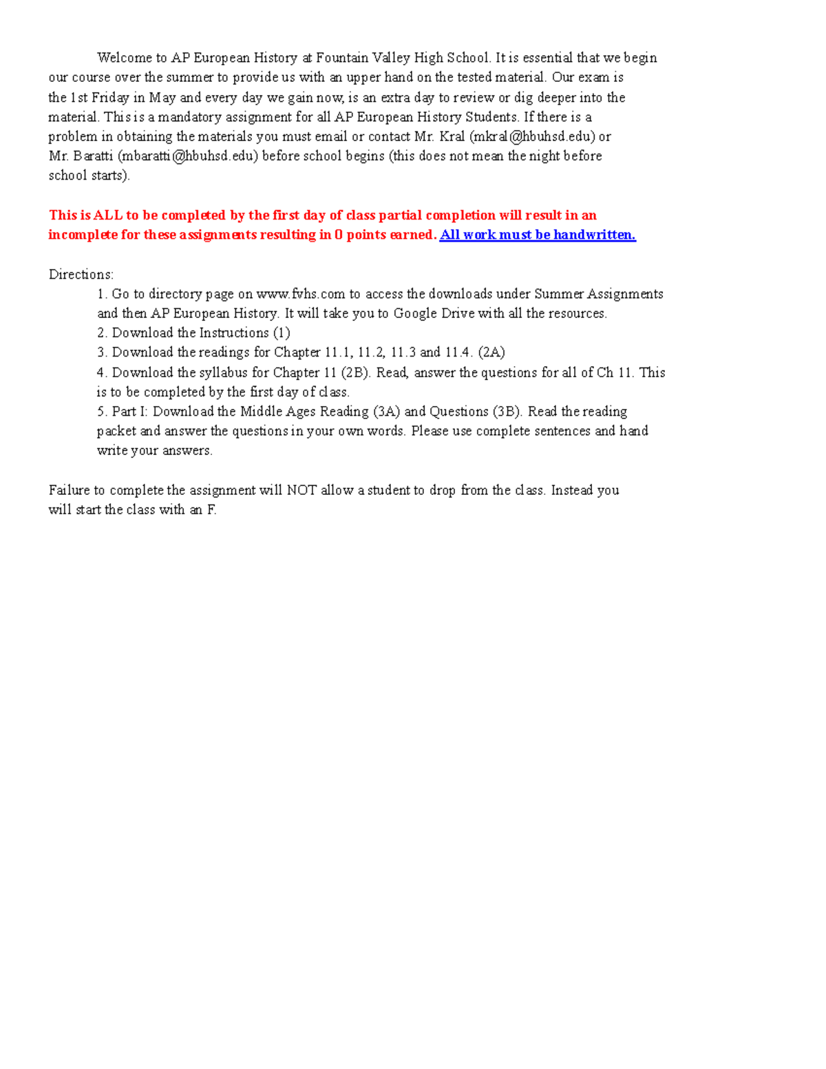 AP European History (APEH) Summer 2023 Assignment Instructions - Studocu
