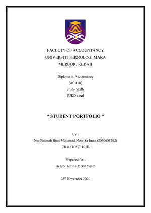 Example OF Eportfolio( sample) - UED 102 E-PORTFOLIO Prepared by: NUR ...