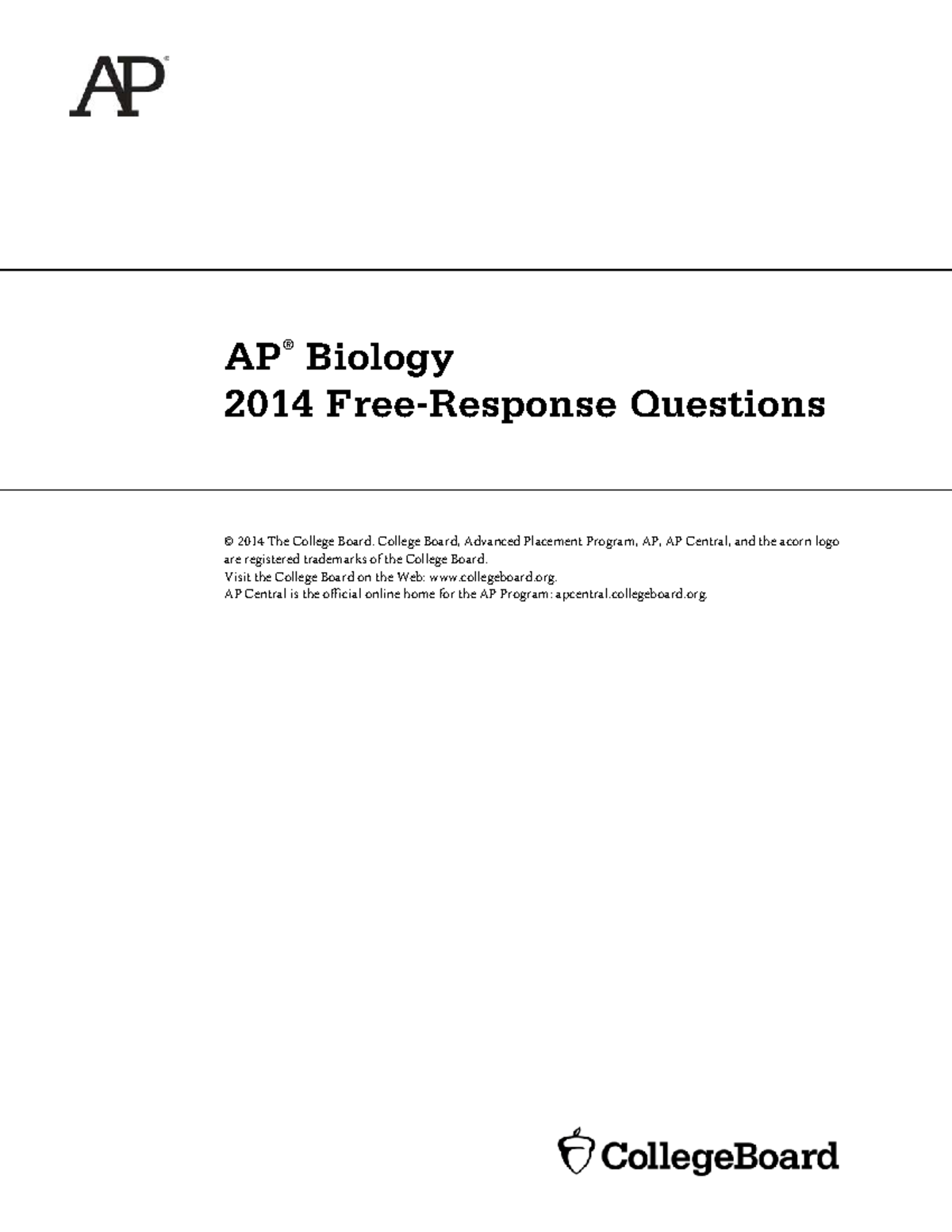 AP Biology 2014 FRQ: College Board Exam Questions and Analysis - Studocu