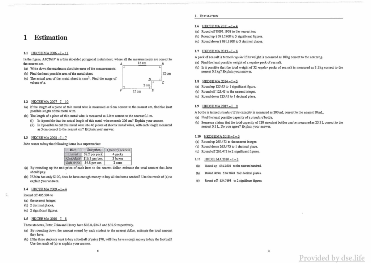 1.6 HKCEE MA Estimation Techniques and Rounding Methods - Studocu