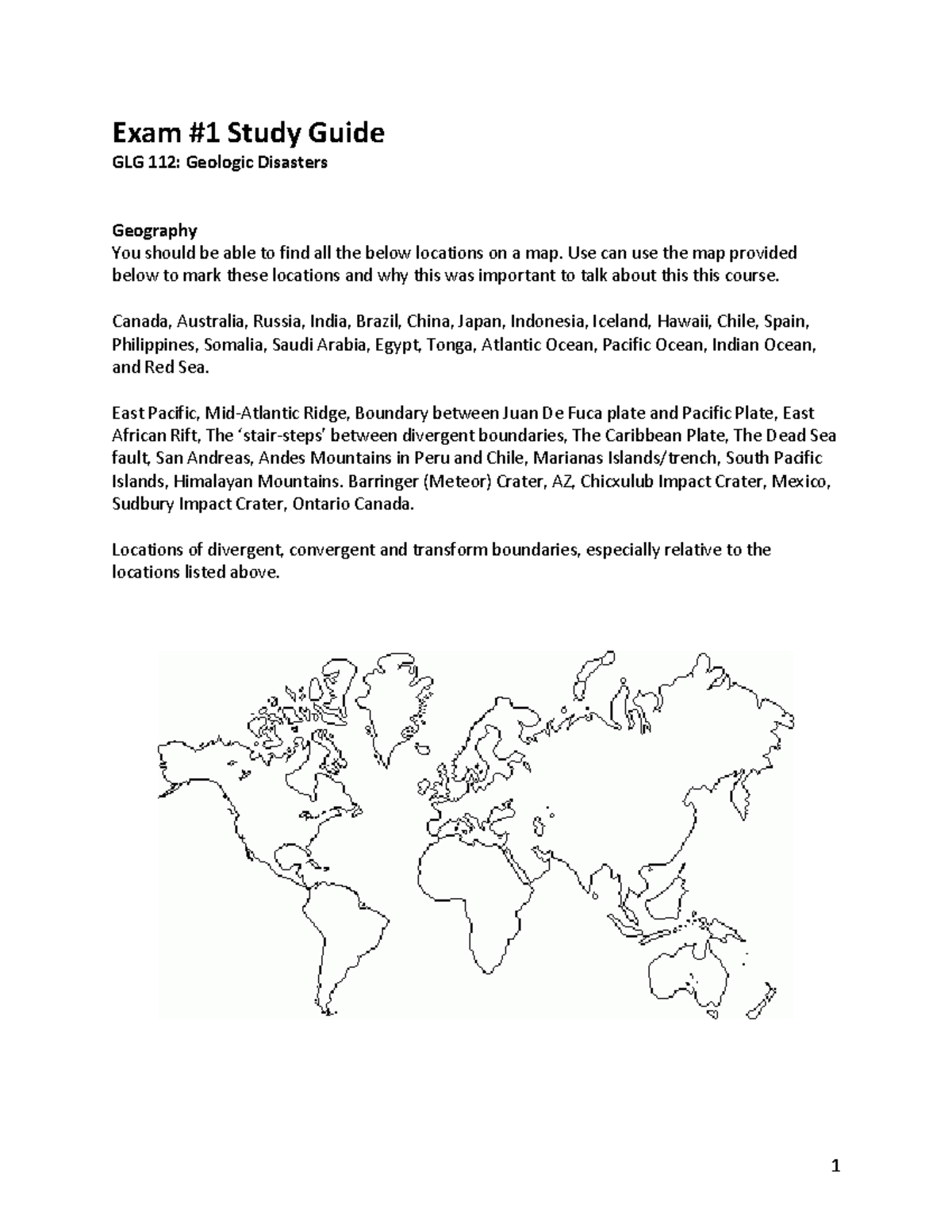 GLG 112: Exam #1 Study Guide on Geologic Disasters - Studocu