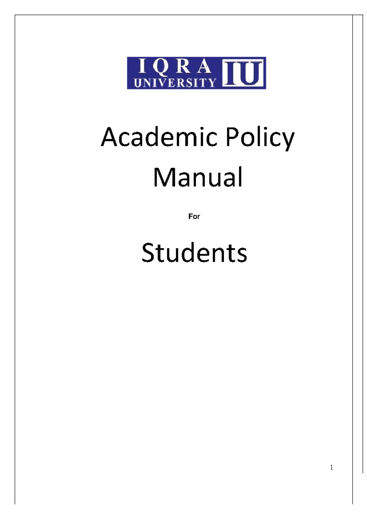Academic Policy Manual for Students - Admissions & Regulations - Studocu