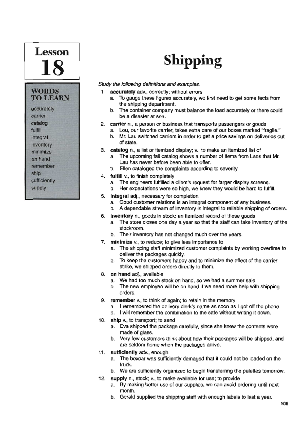 L18 Shipping Lesson: Key Terms and Definitions for Success - Studocu