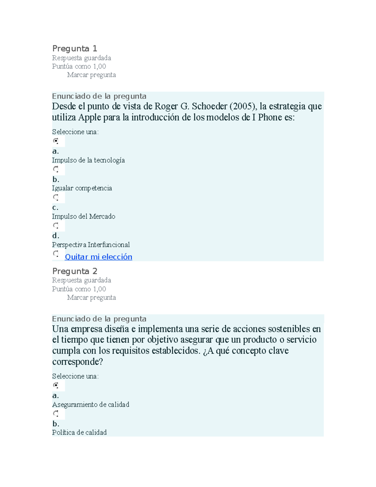 Examen de Gestión de Operaciones - Preguntas y Respuestas - Studocu