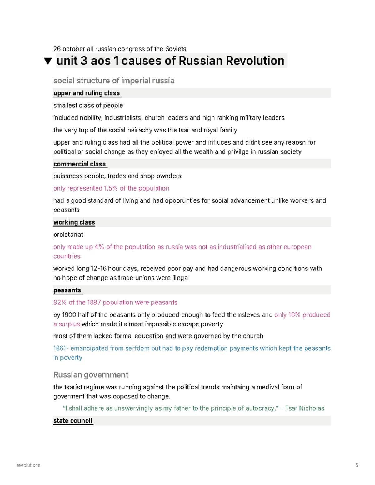 1.0 Russia AOS1 Study Guide - Study Guide VCE History Revolutions Unit ...