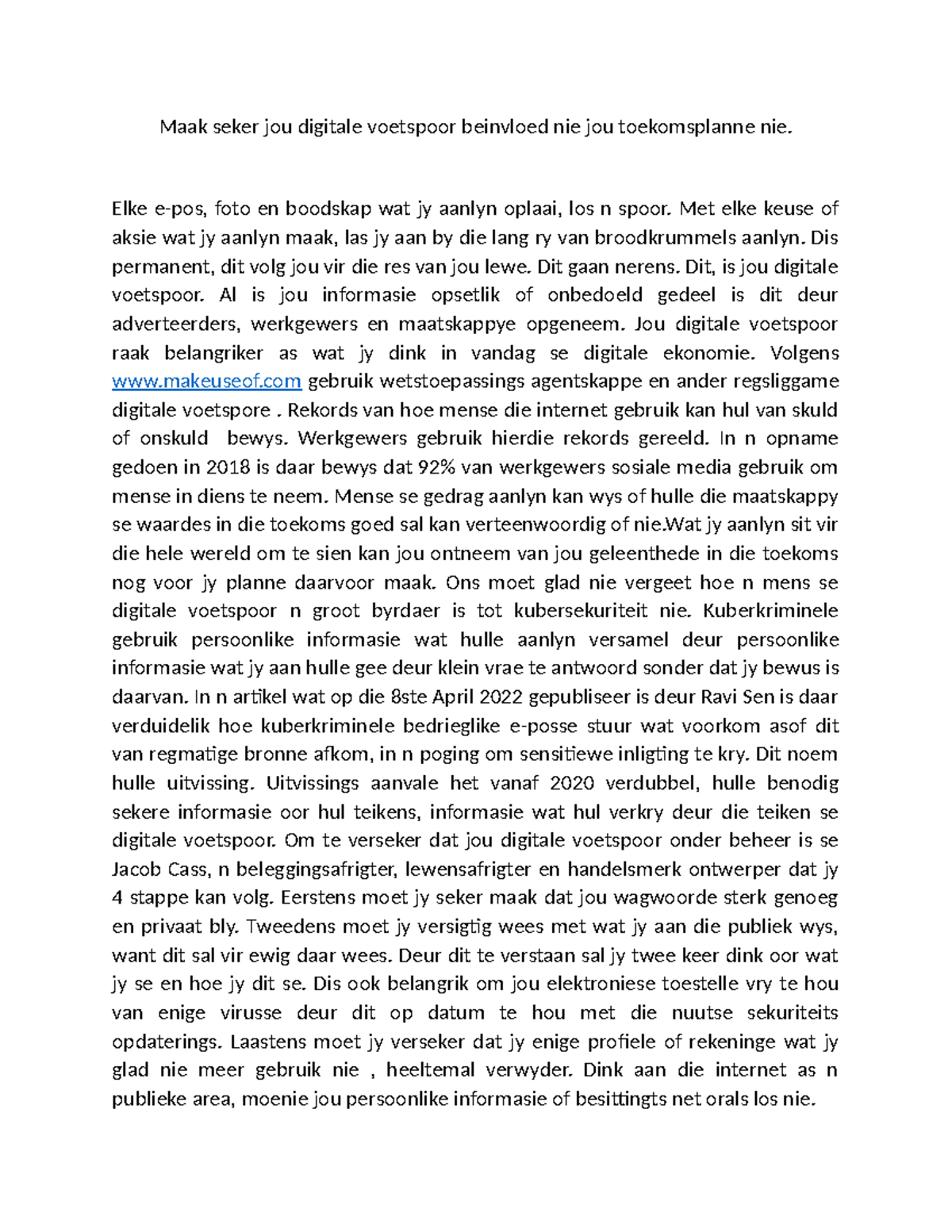 Die Impak van Jou Digitale Voetspoor op Toekomsplanne en Sekuriteit ...