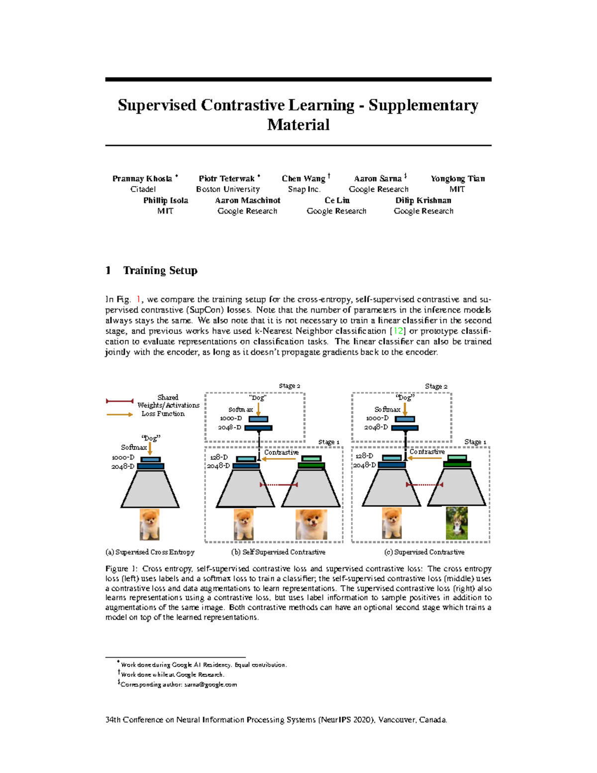 Supervised Contrastive Learning: Supplementary Material for 3495724 ...