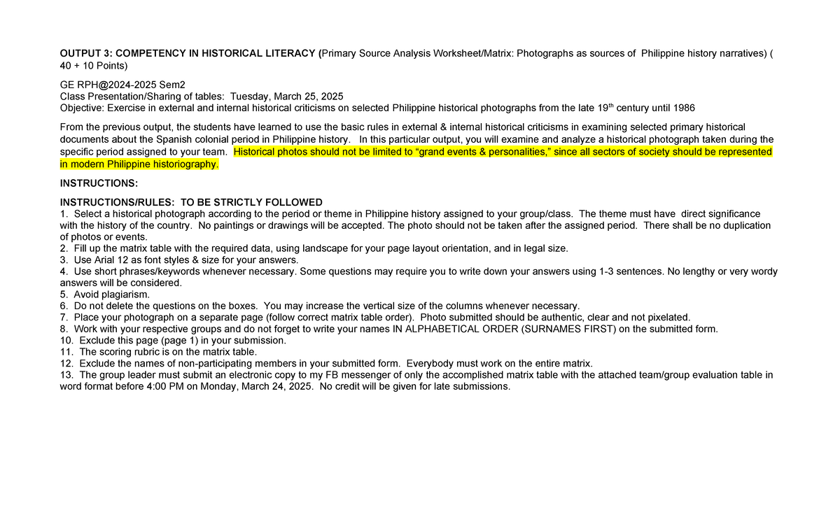 Output 3: Analyzing Historic Photos of Philippine History (GE RPH 202 ...