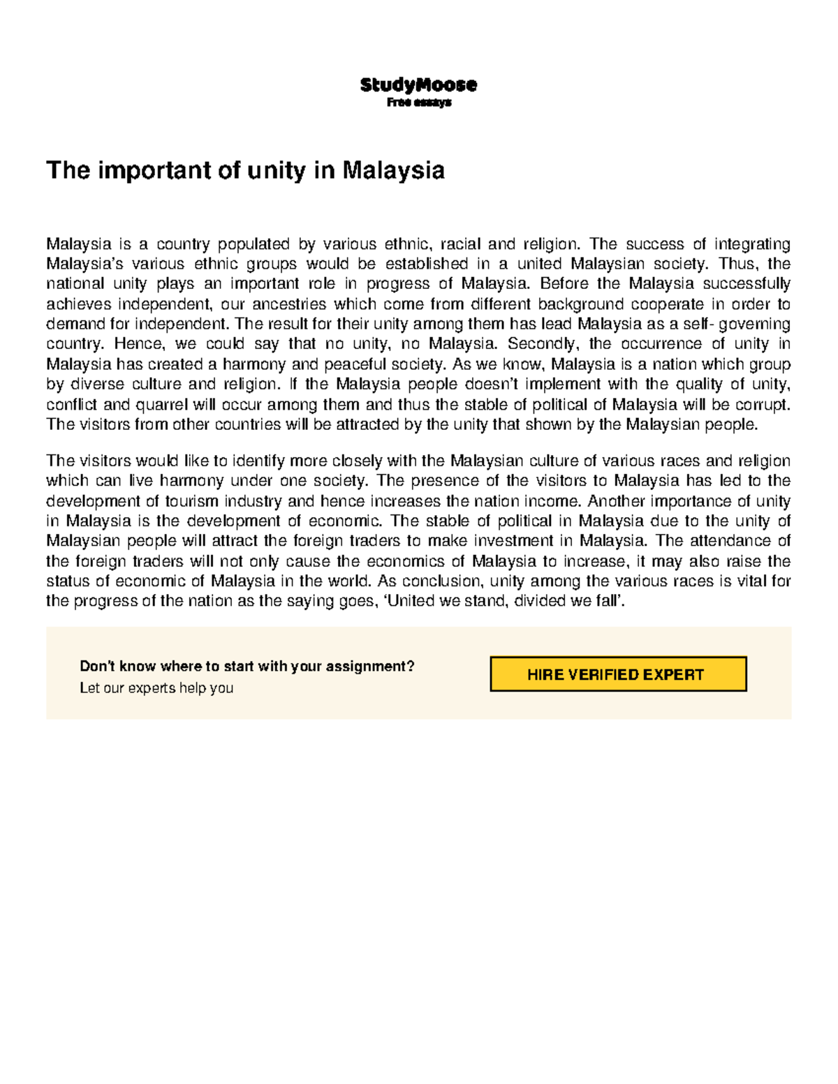 The important of unity in Malaysia - The important of unity in Malaysia ...