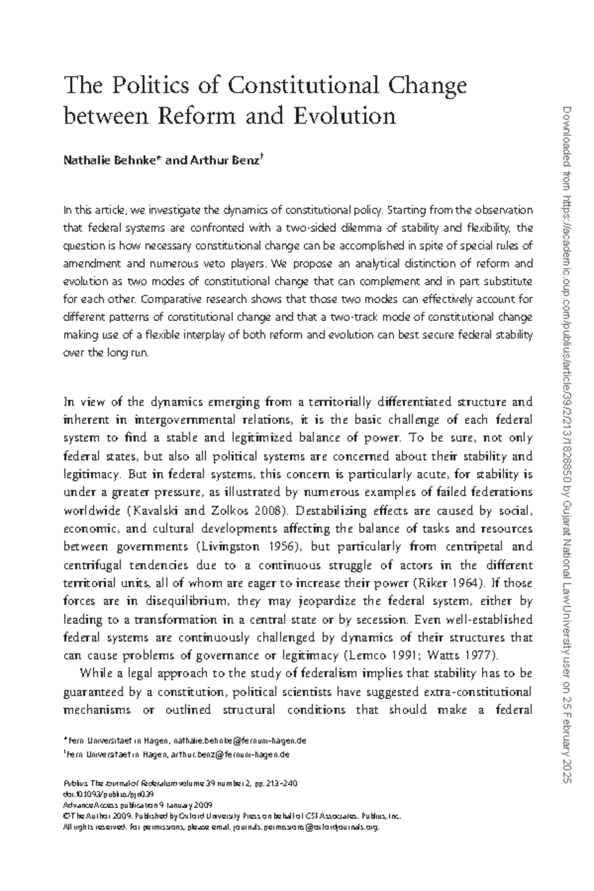 The Politics of Constitutional Change: Reform vs. Evolution Analysis ...
