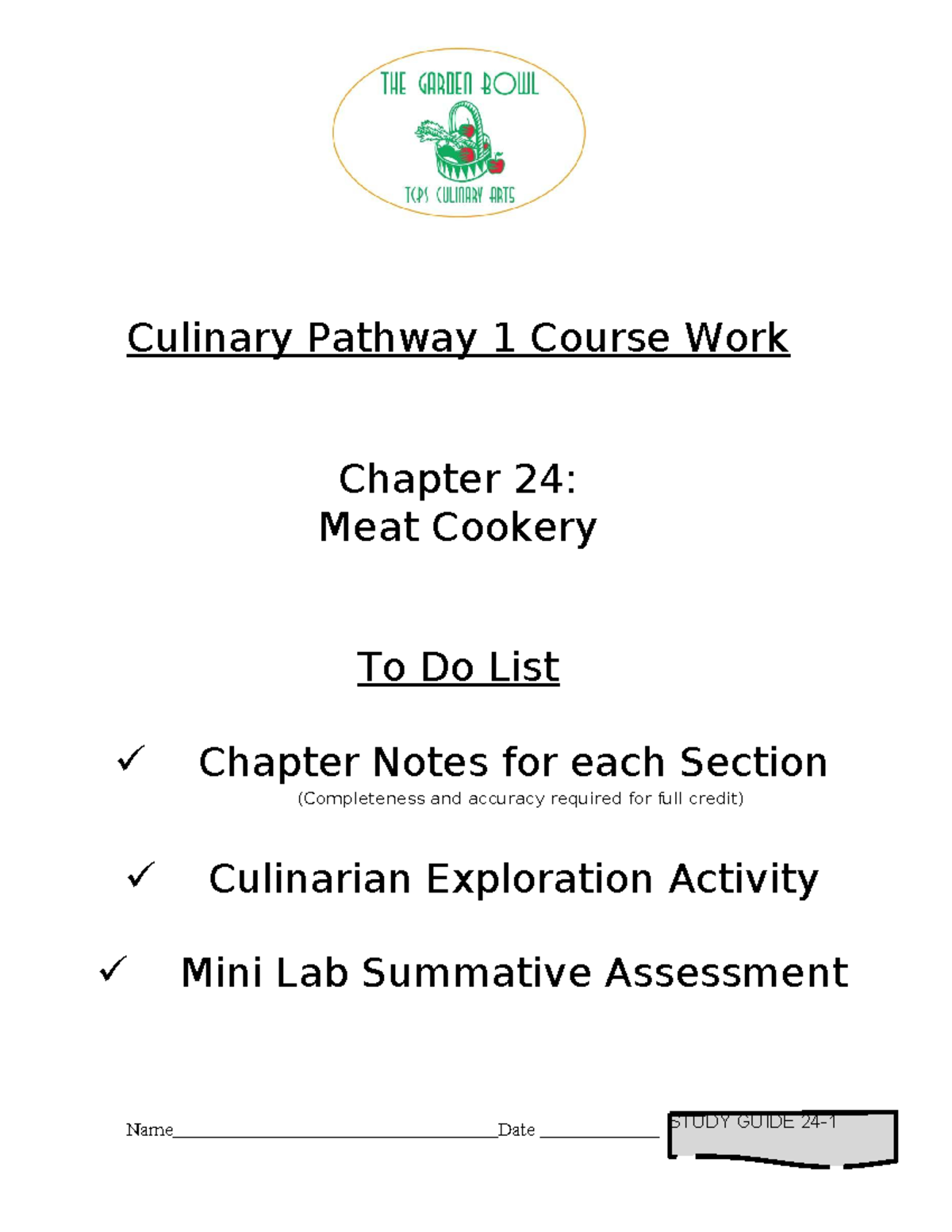 Chp - note word doc for chapter 12 - Culinary Pathway 1 Course Work ...
