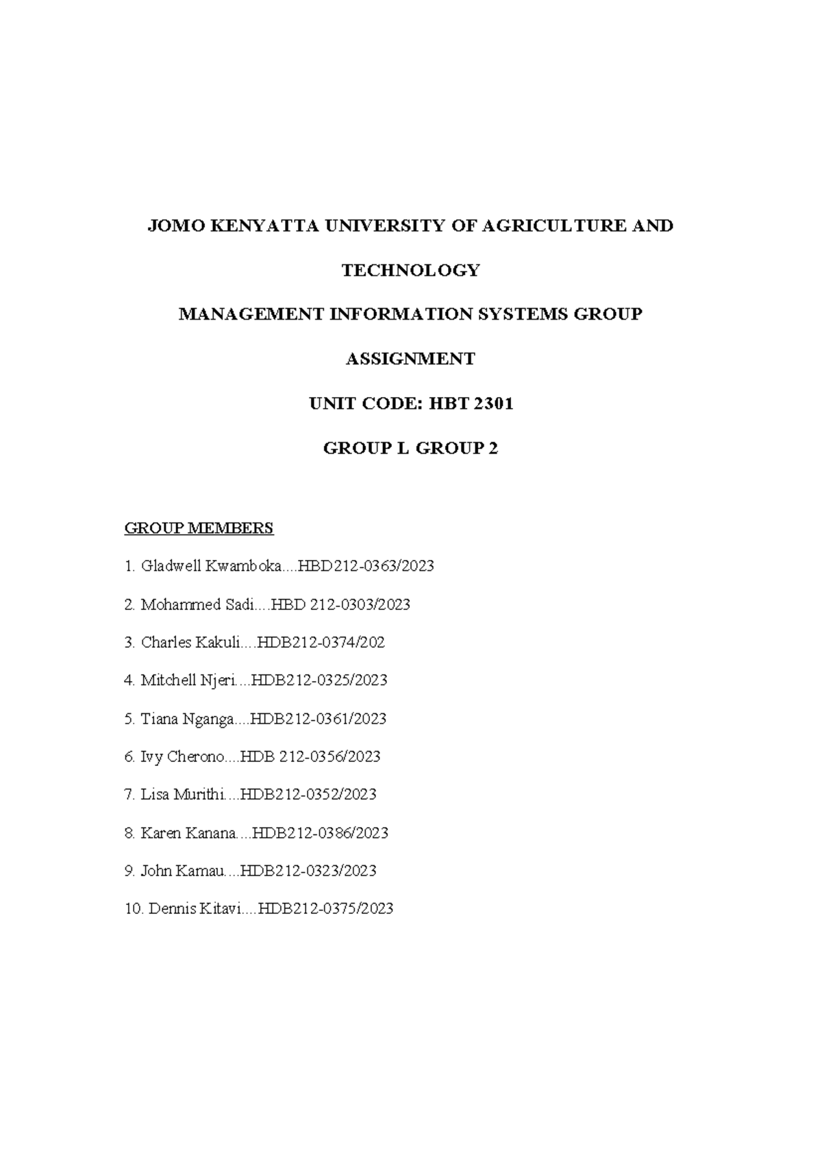 MIS Group Assignment: HBT 2301 - Information Systems Analysis - Studocu