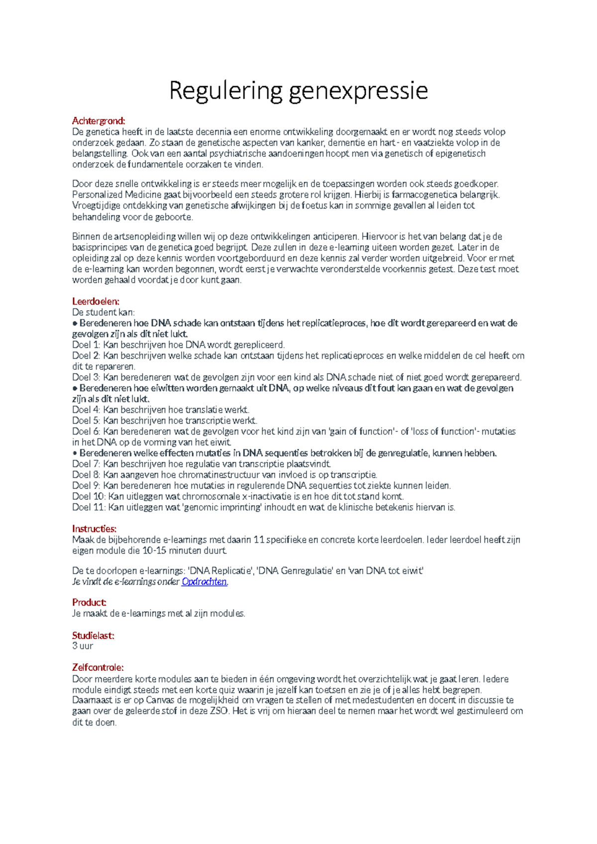 OVV1 - W3 - Genexpressie Regulering en Mutatie Effecten - Studeersnel