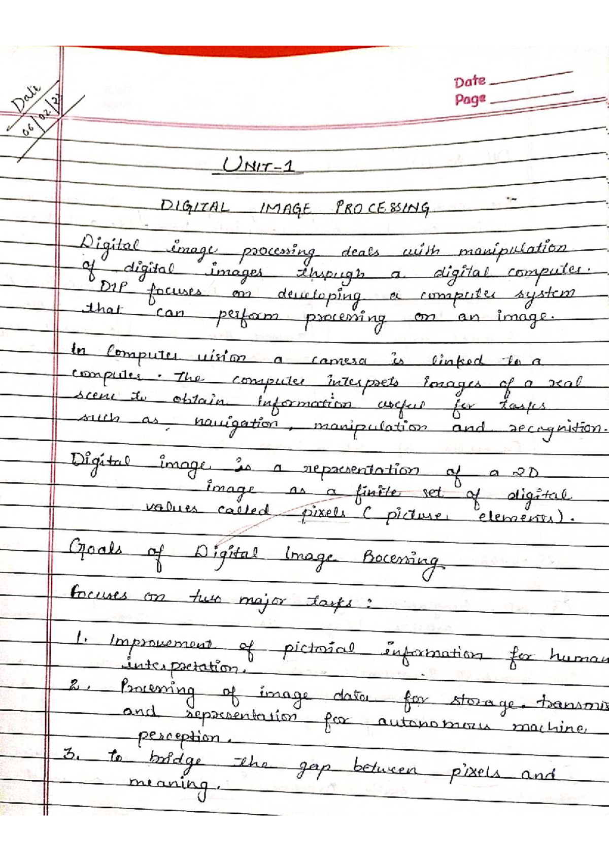 Digital Image Processing (DIP) Unit 1 Overview and Techniques - Studocu