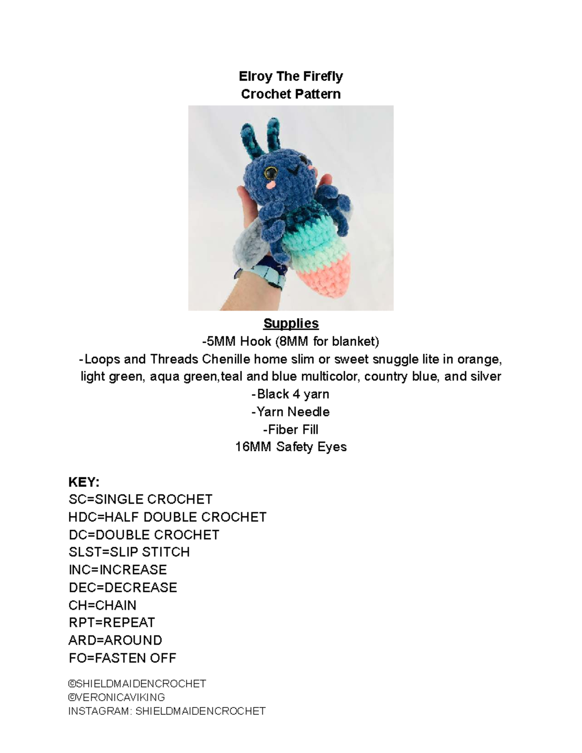 Elroy The Firefly Crochet Pattern Guide (CROCHET) - Studocu