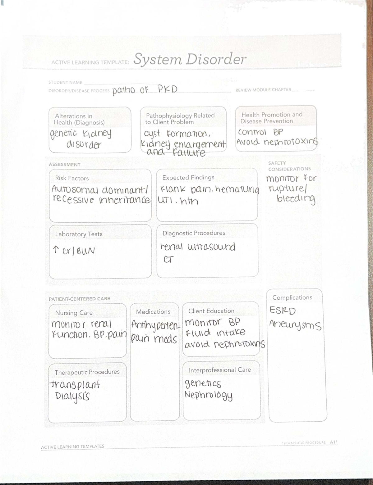 Active learning template: System disorder review for PKD and related ...