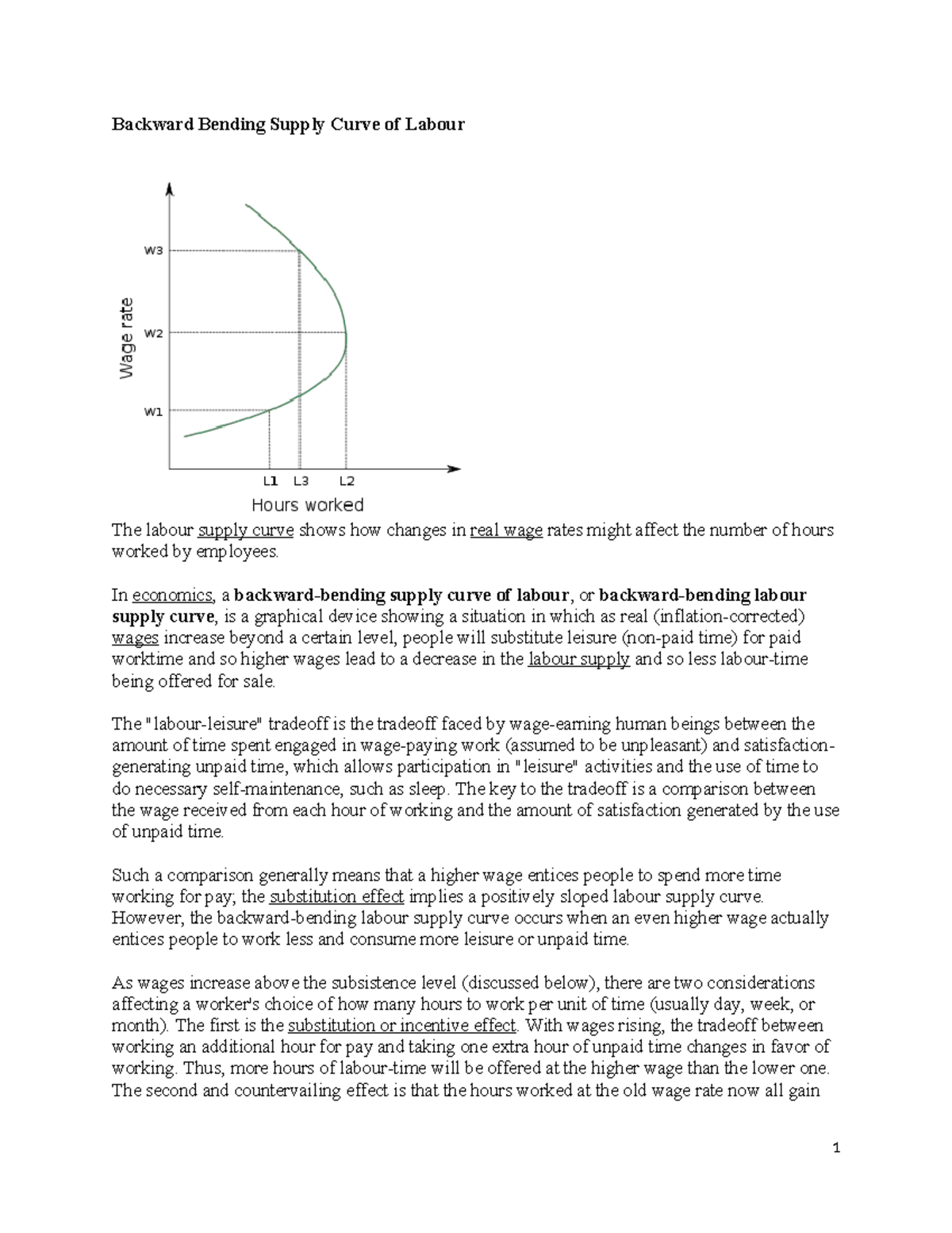 Backward Bending Labour Supply Curve Analysis (ECO 101) - Studocu