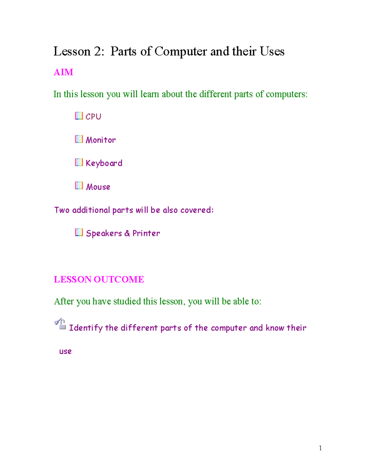 Lesson 2 - Understanding Computer Hardware Components - Studocu
