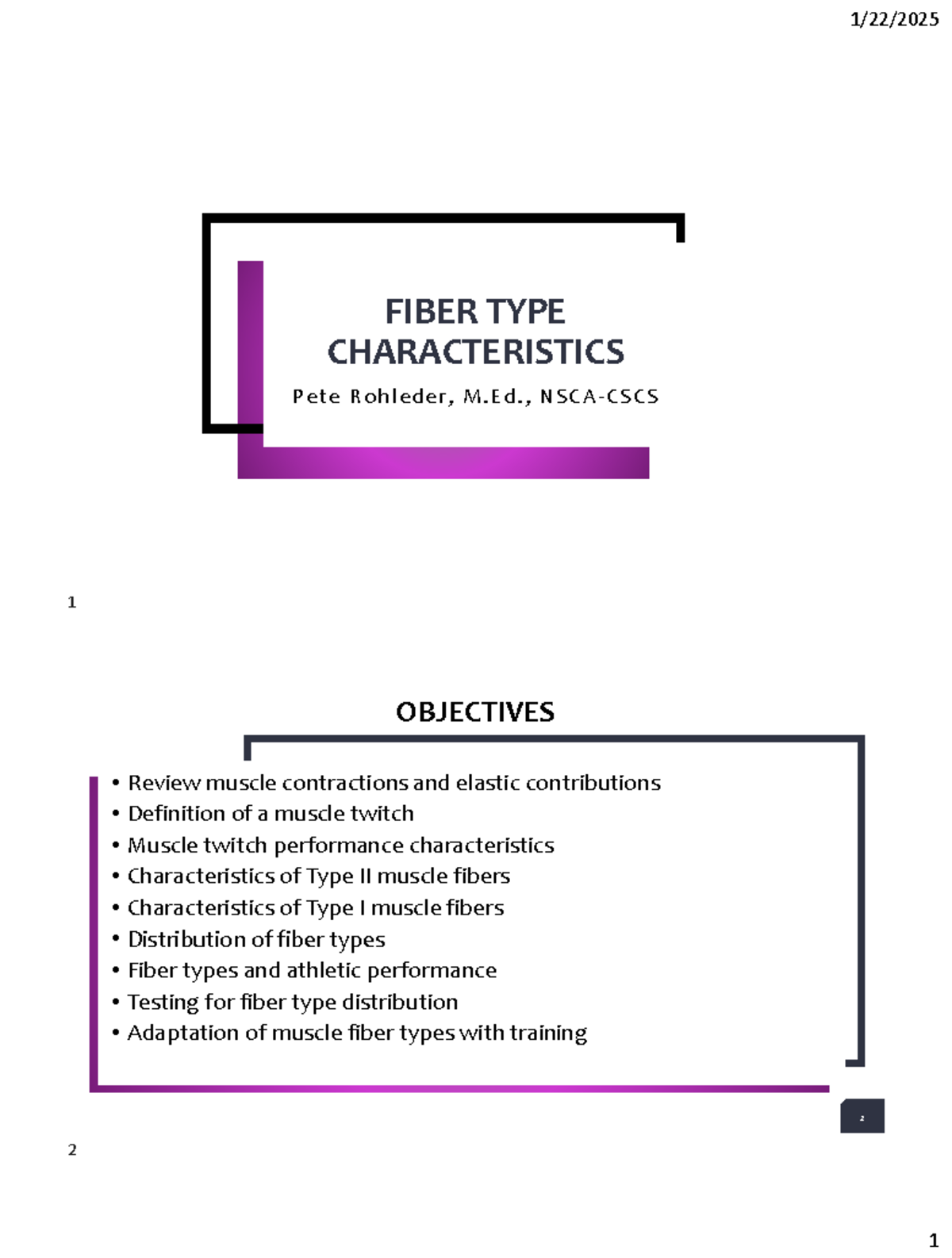 FIBER TYPE CHARACTERISTICS: Insights on Muscle Performance Adaptation ...