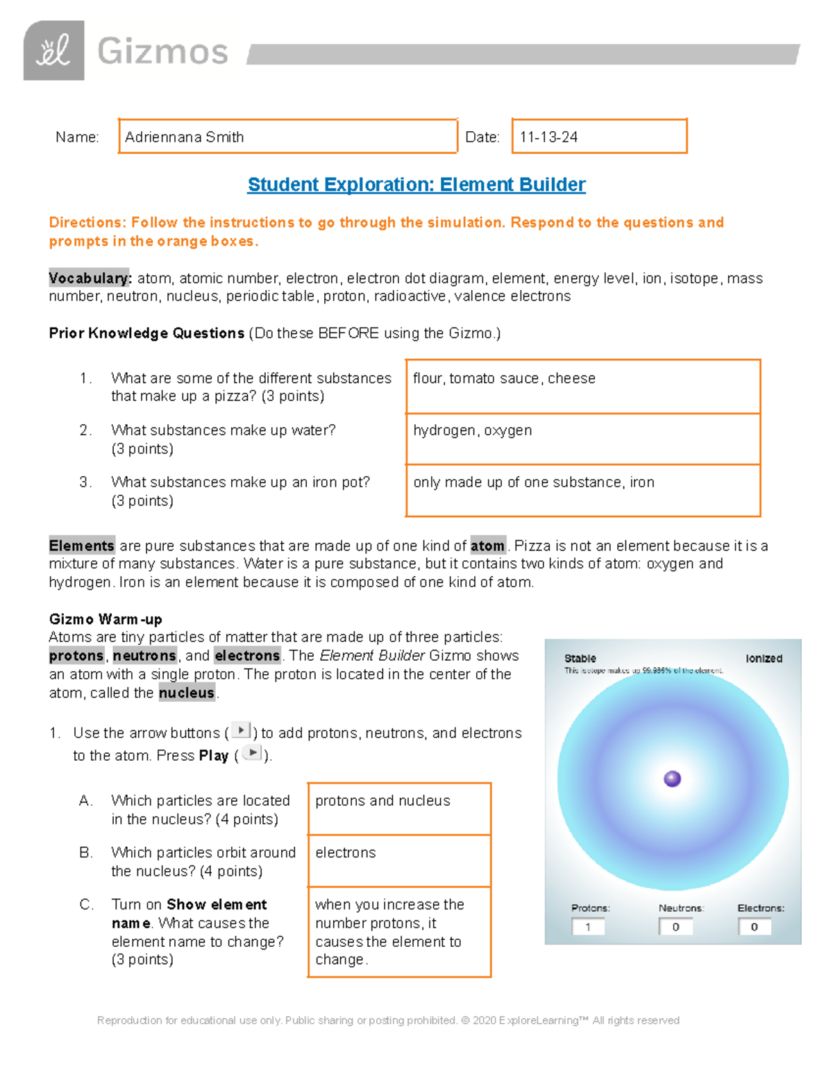 Copy of M6L5 Activity Element Builder SE - Name: Adriennana Smith Date ...