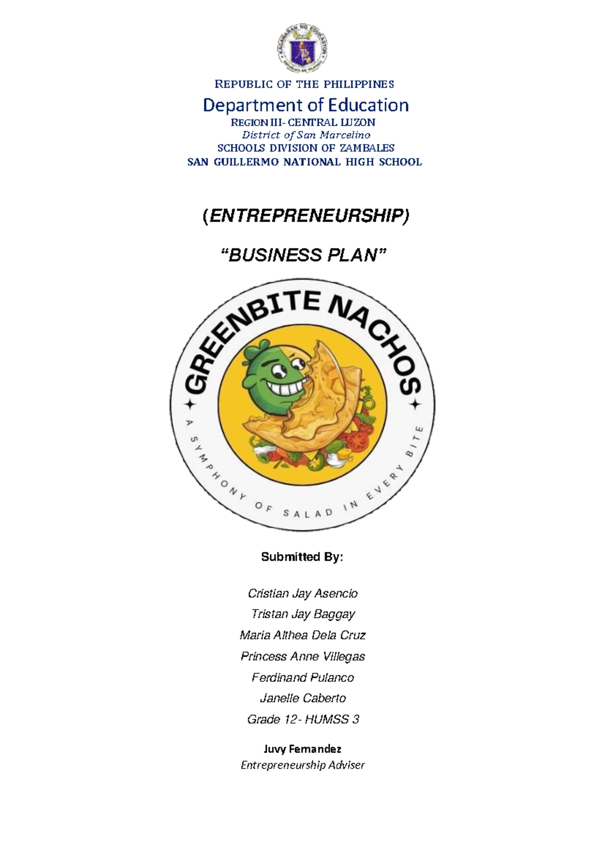 GreenBite Nachos Business Plan - Grade 12 HUMSS 3 Proposal - Studocu