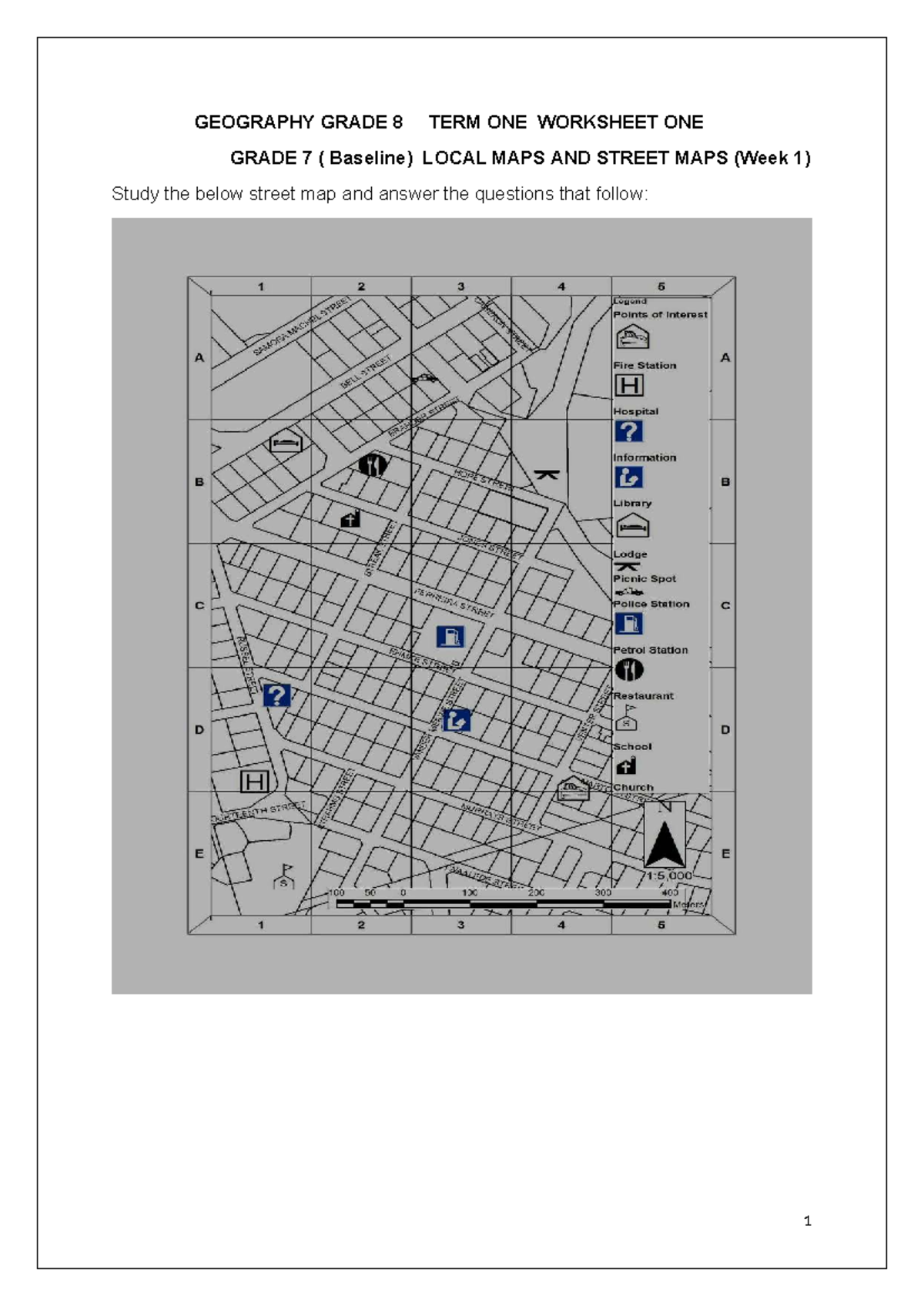 2024 T1 Grade 8 Geography Worksheets: Local & Street Maps - Studocu