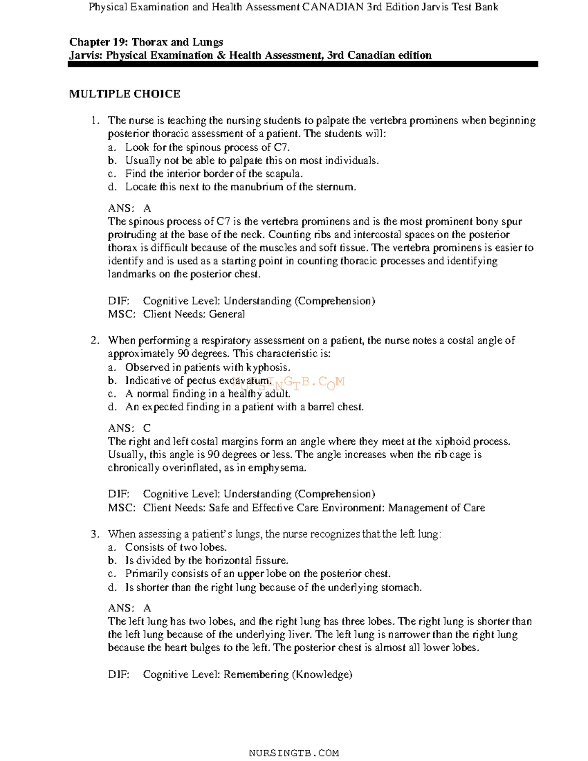 Exam View - Chapter 23 - Nursing Health Assessment Test Bank Questions ...