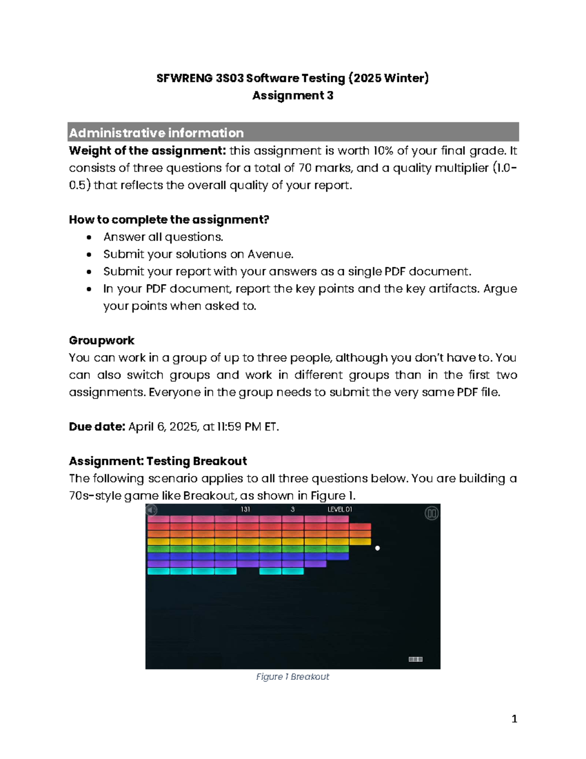 SFWRENG 3S03 Software Testing Assignment 3 Guidelines - 2025 - Studocu