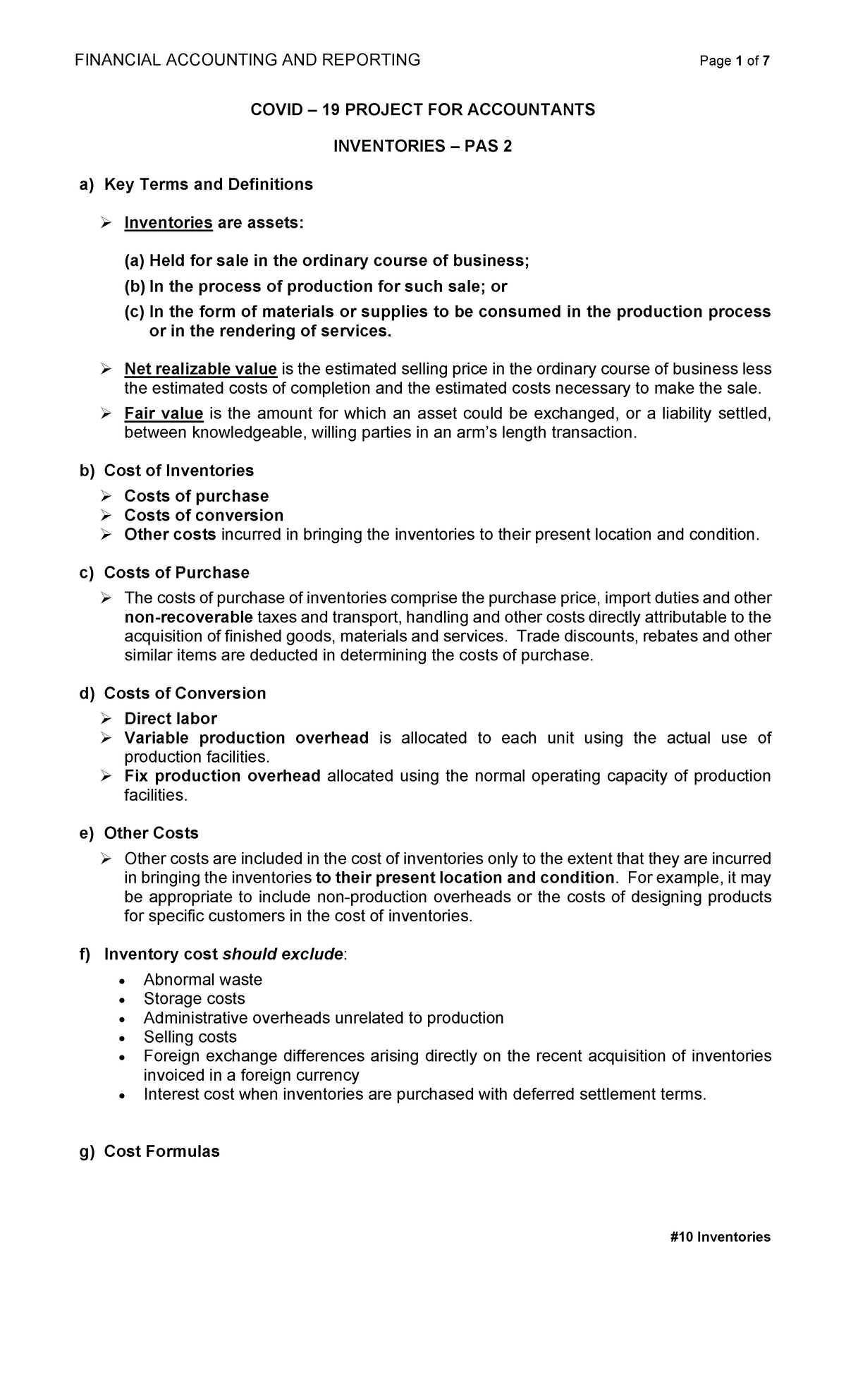 HO 10 Inventories - Comprehensive Overview of IAS 2 Regulations - Studocu