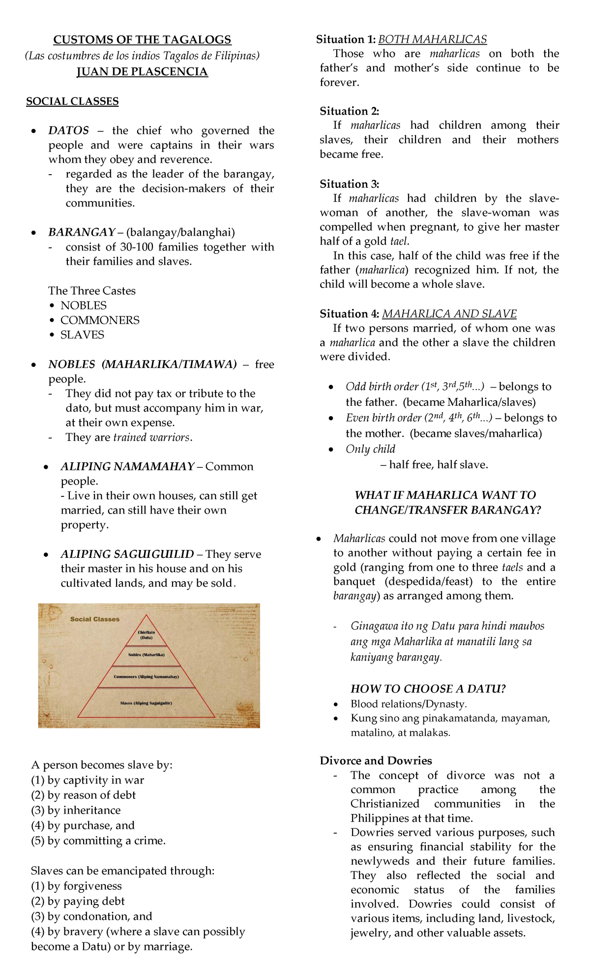 CUSTOMS OF TAGALOG - CUSTOMS OF THE TAGALOGS (Las costumbres de los ...