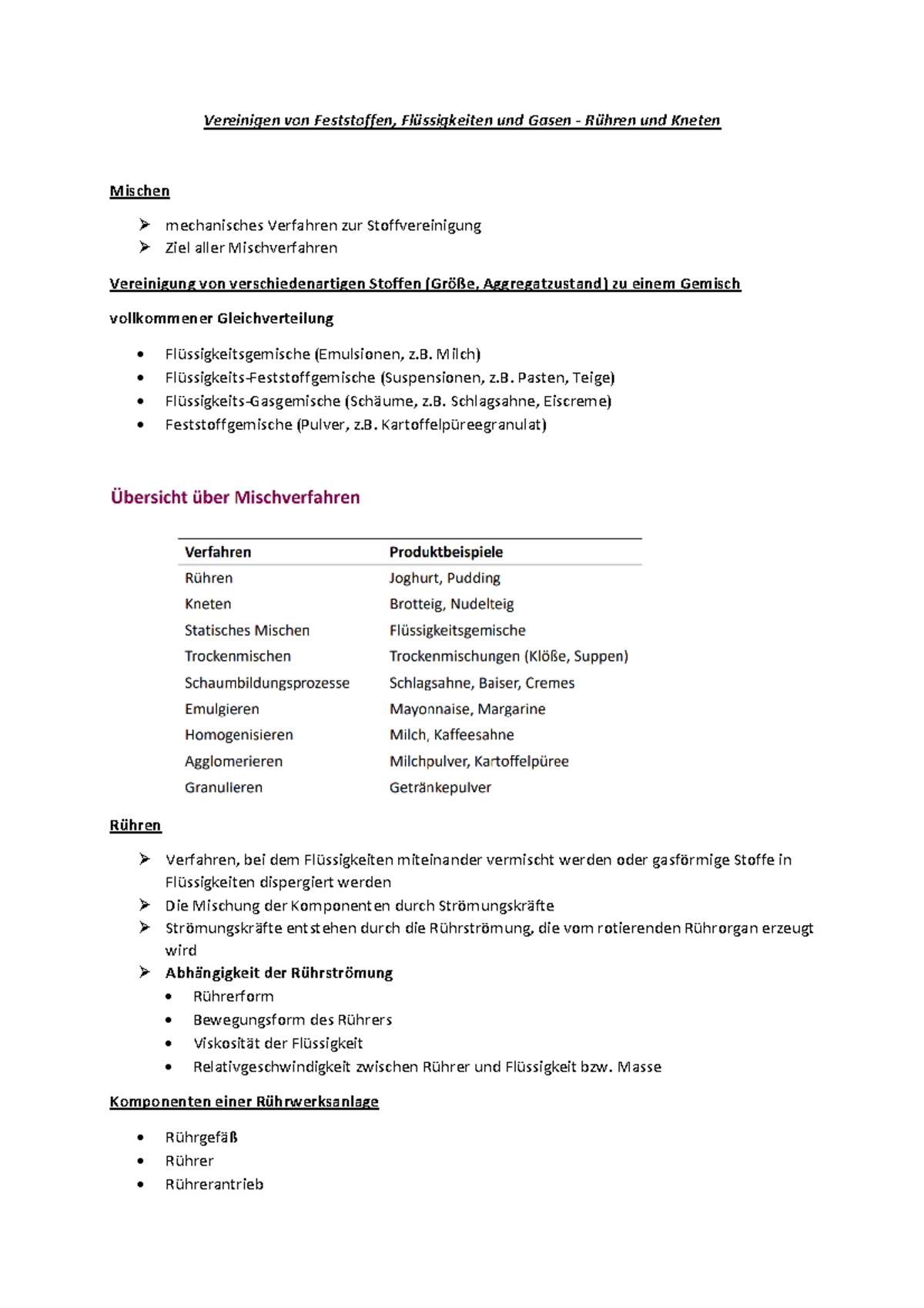 Rühren und Kneten - Vereinigen von Feststoffen, Flüssigkeiten und Gasen ...