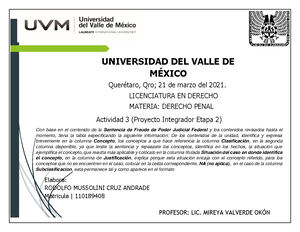 Línea del tiempo. Derecho Penal - Universidad del Valle de México UVM Materia: Derecho Penal ...