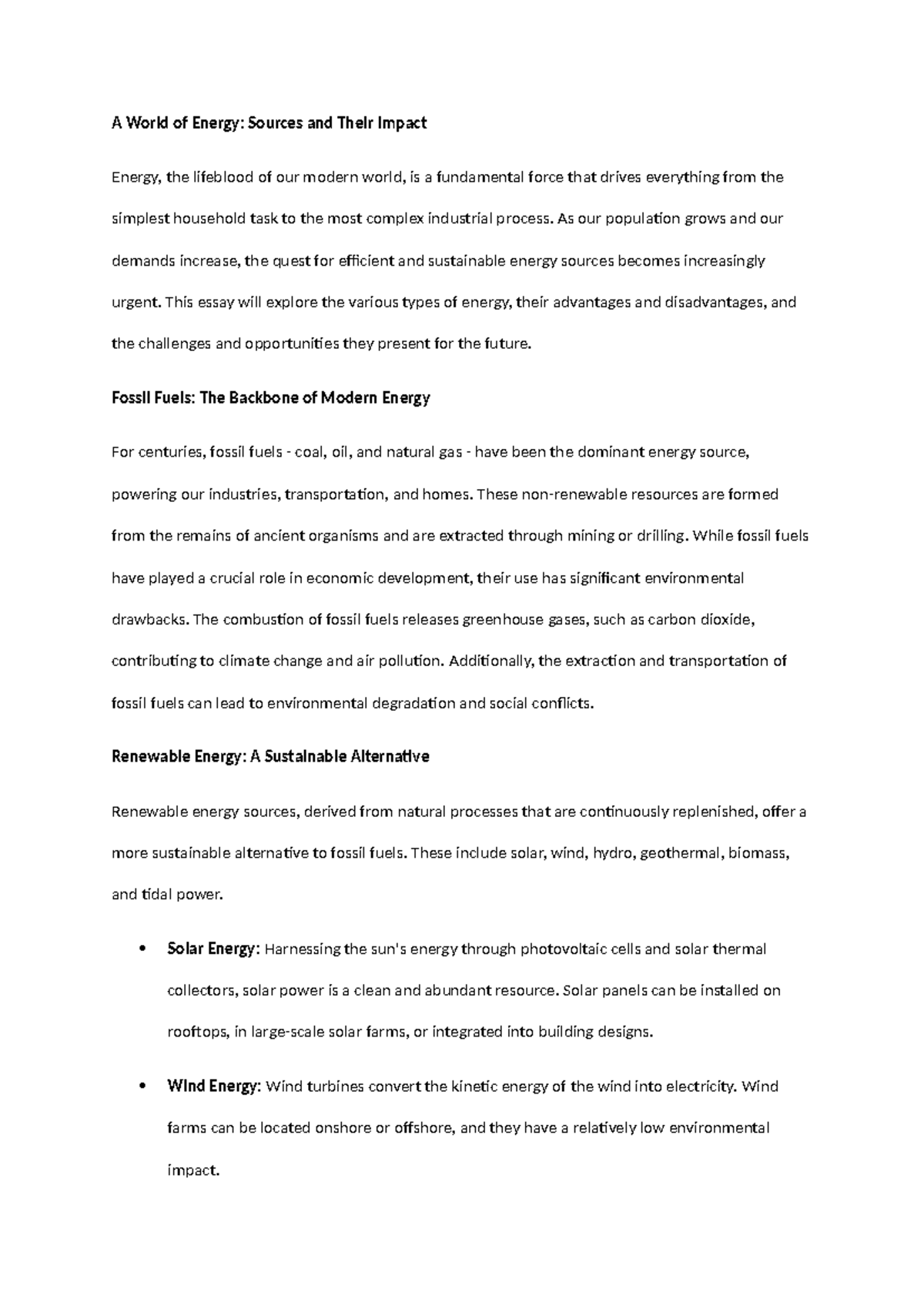 A World of Energy: Sources, Impacts & Future Challenges - setfre 8io786 ...