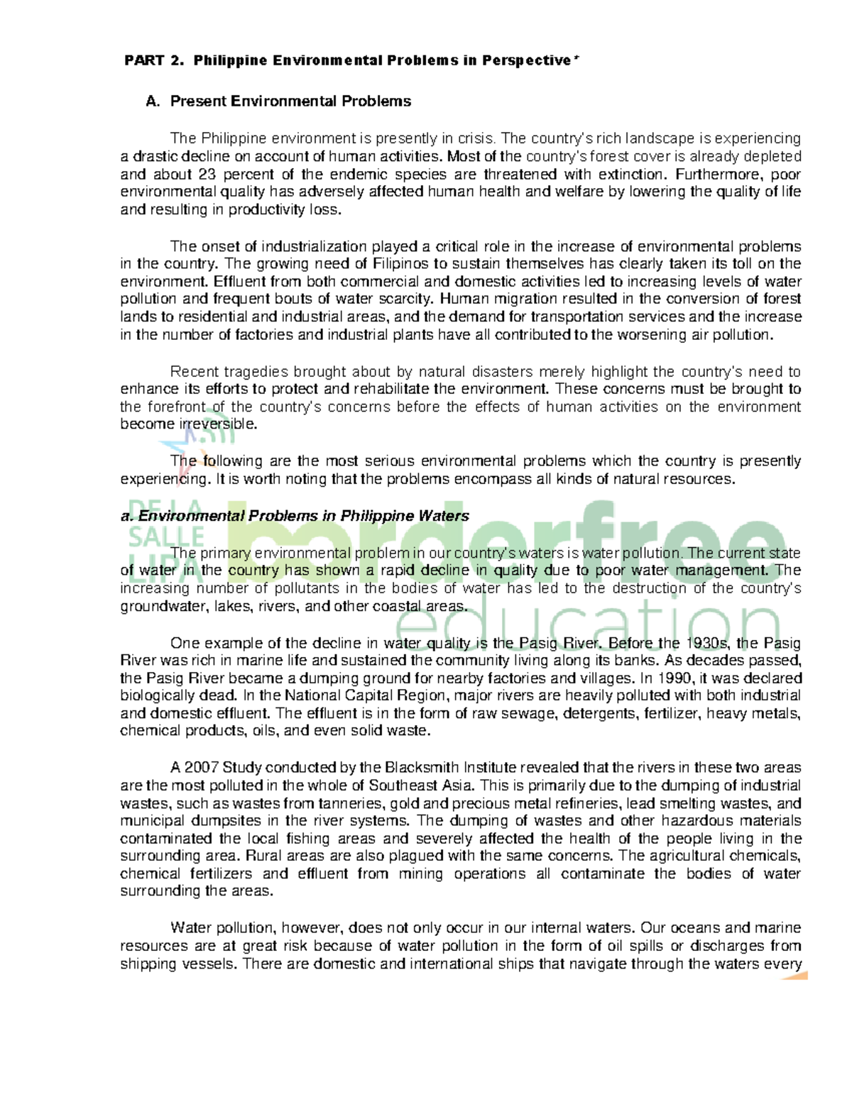 Module 2 - Part 2 - Philippine Environmental Problems in Perspective ...